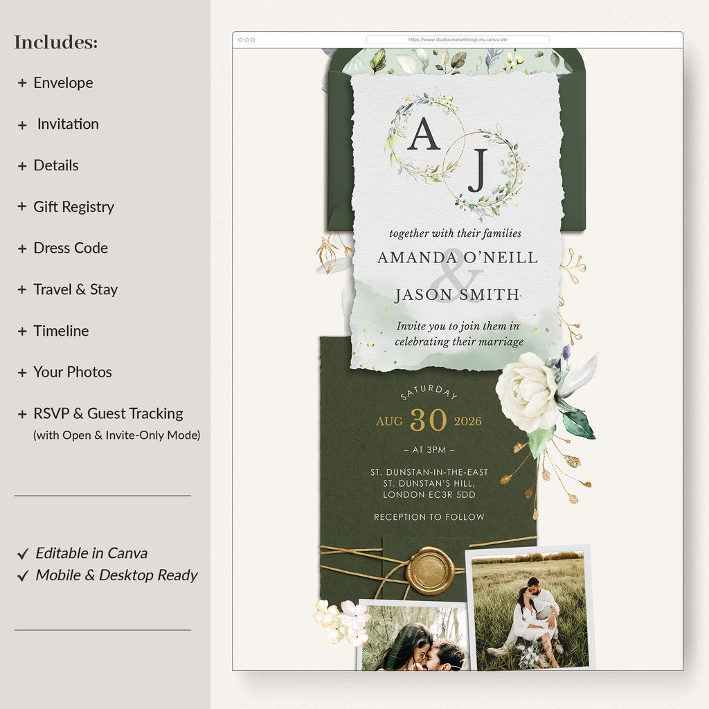 Rustic Online Digital Wedding Invitation – Creative Things Studio