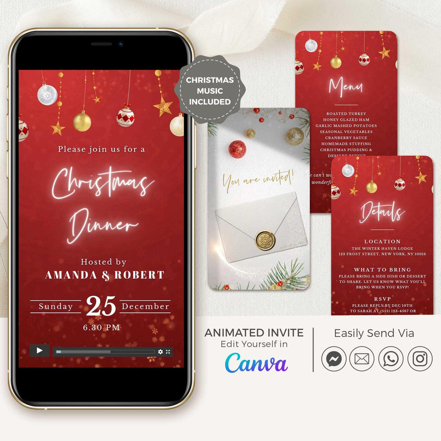 Make Exclusive Animated Christmas Party Invitations Video – Creative ...