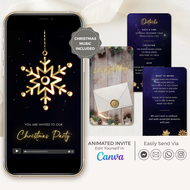 Make Exclusive Animated Christmas Party Invitations Video – Creative ...