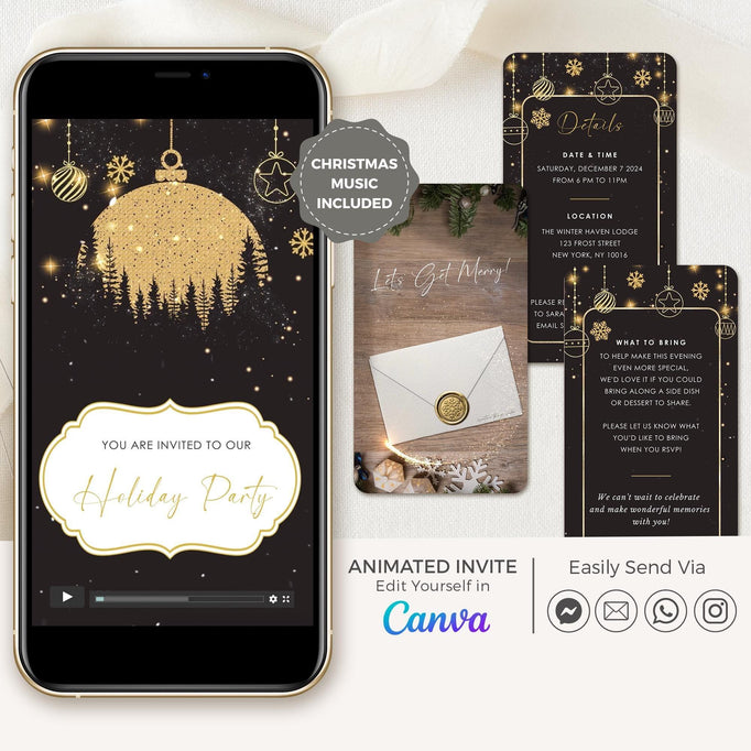 Make Exclusive Animated Christmas Party Invitations Video – Creative ...