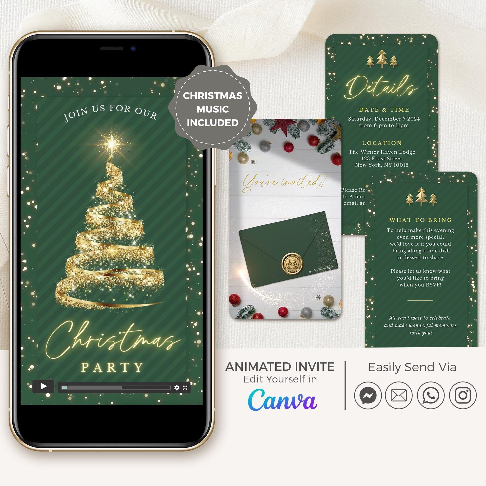 Christmas Tree Invitation Animated - Green – Creative Things Studio