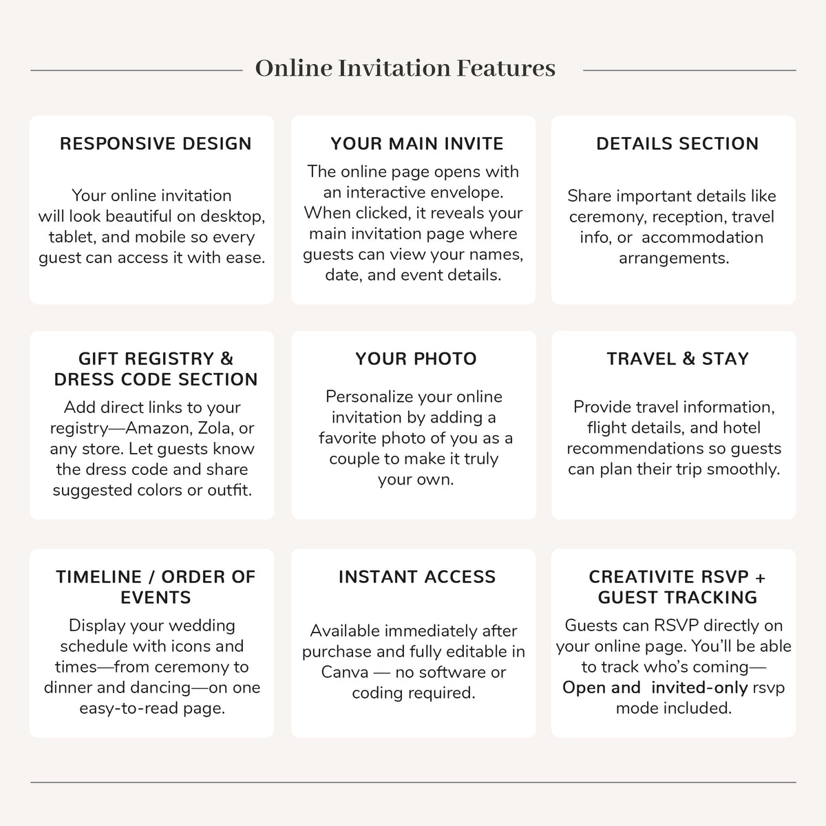Rustic Online Digital Wedding Invitation – Creative Things Studio