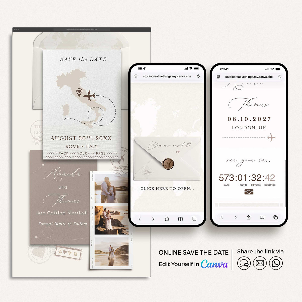 SOFIA Travel-Theme Online Digital Save the Date – Creative Things Studio