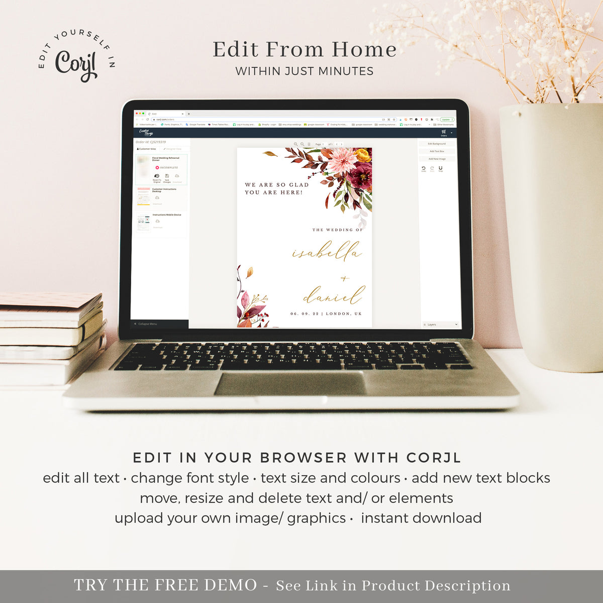 Ambra Wedding Welcome Sign Template - Free Demo – Creative Things Studio